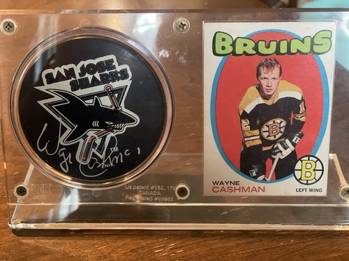 1971 Topps Hockey #129 Wayne Cashman Bruins and signed San Jose Shark ...