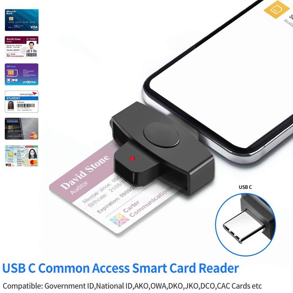 Type-C 5V 1.8V Smart Card Reader SIM DOD ID CAC Card Adapter Credit ...
