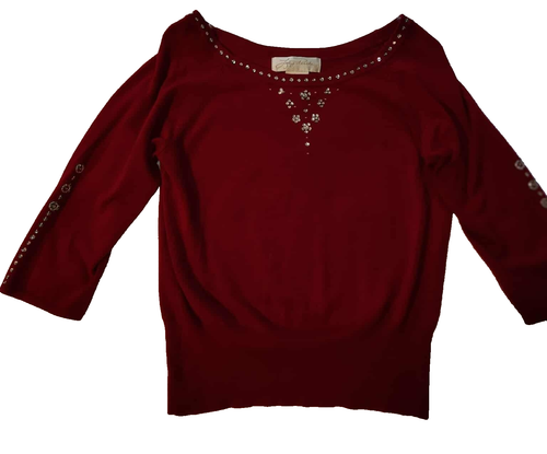 Lucy Pereda Red Sequins Accent Sweater Size Large | eBay