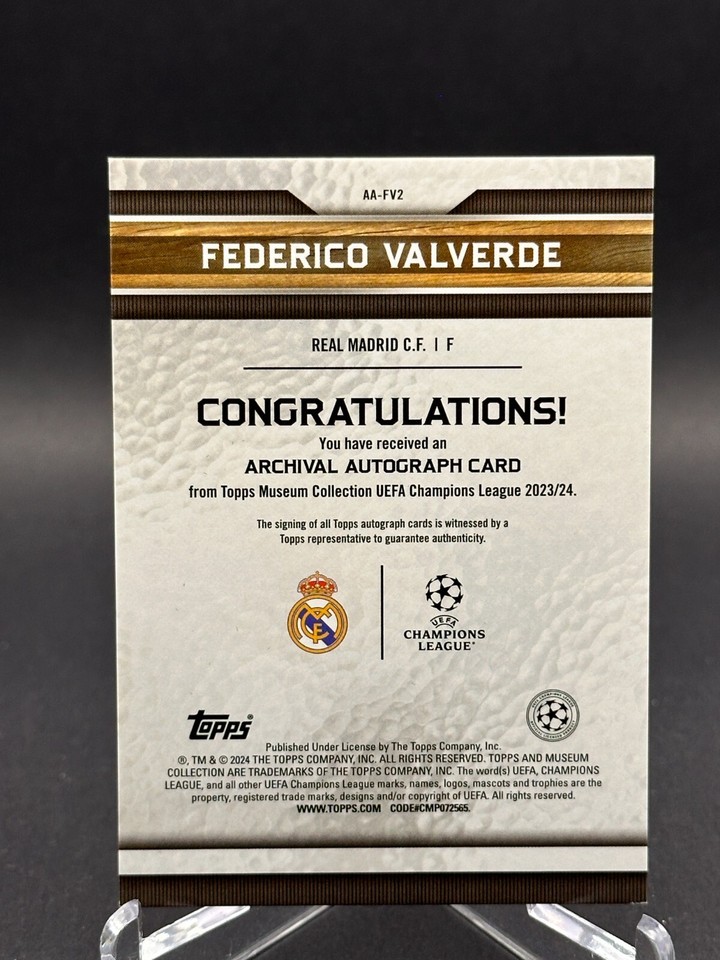 2023-24 Topps Museum UEFA UCL - Federico Valverde - Gold Archival ...