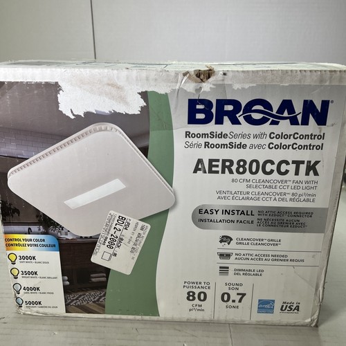 Broan 80 CFM Bathroom Exhaust Fan With CCT LED Light Clean Cover Model ...