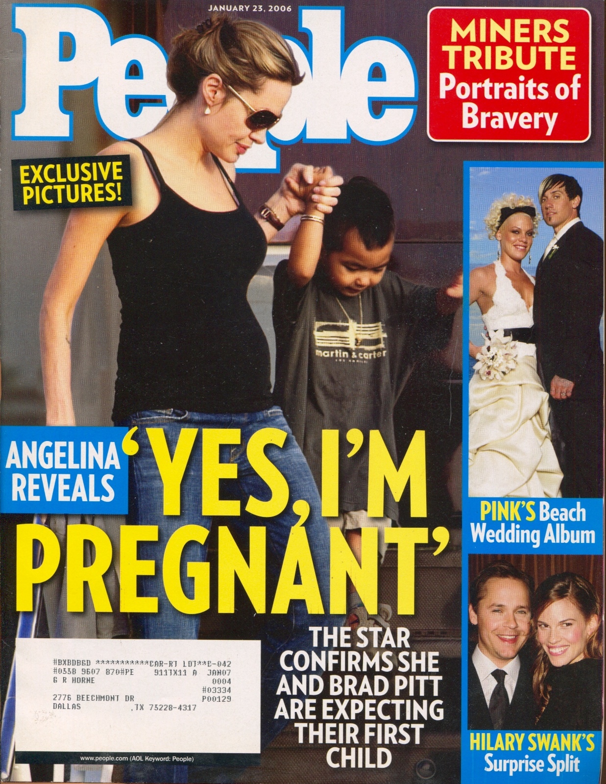 ANGELINA JOLIE ~ People Magazine ~ January 23, 2006 ~ PINK HILARY SWANK ...