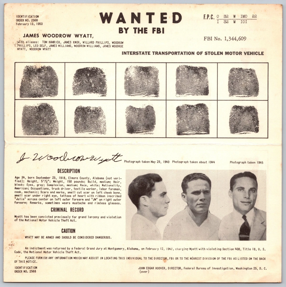 Al Capone Wanted Poster Fbi