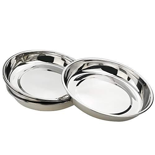 Stainless Steel Dinner Plate Large Round Plates 10inch 4pack ...