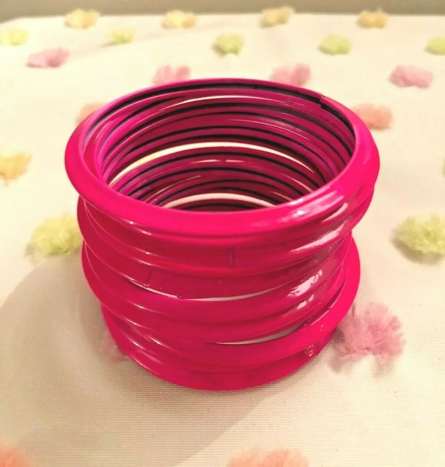 (NEW) 8pc Hot Pink metal Fashion Bangles | eBay