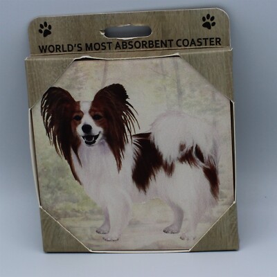 World's Most Absorbent Stone Coaster Papillon Dog | eBay