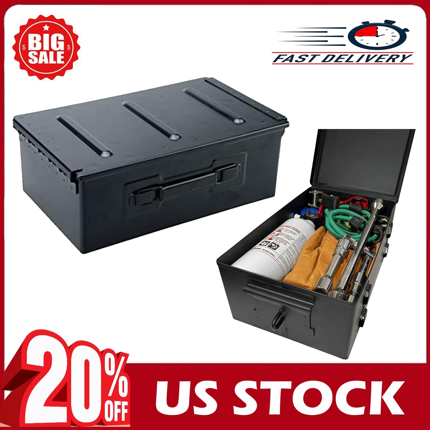 Heavy Duty Metal Ammo Can, Tactical Waterproof Lockable Ammo Crate ...