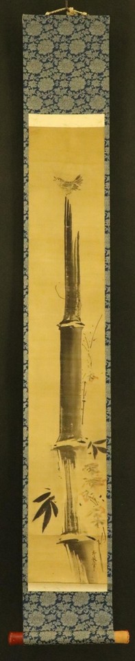 JAPANESE HANGING SCROLL ART Painting "Bird on Bamboo" Kano Sokuyo #E8811 | eBay