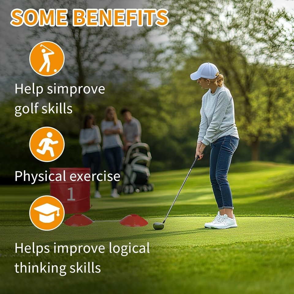 6Pcs Outdoor Backyard Golf Game with 2 Clubs,Portable Golf-Chipping ...
