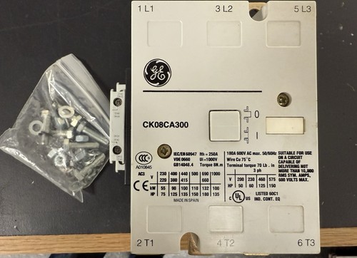 GE Contactor CK08CA300 with BCLL11 Contact 180AMP 3 POLE 110/120V 50 ...