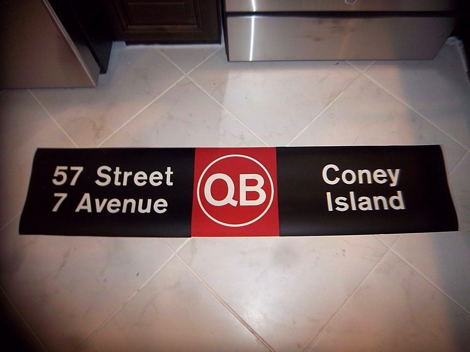 NY NYC SUBWAY ROLL SIGN QB 57 ST CONEY ISLAND BROOKLYN BRIGHTON BEACH ...