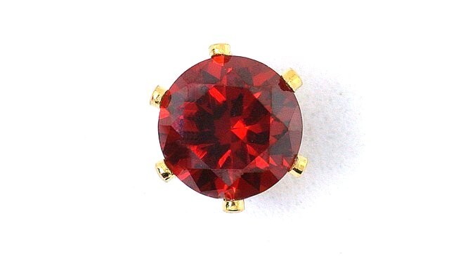 6mm Round Lab-Created Quartz Ruby Garnet Color Goldplated Tie Tack ...