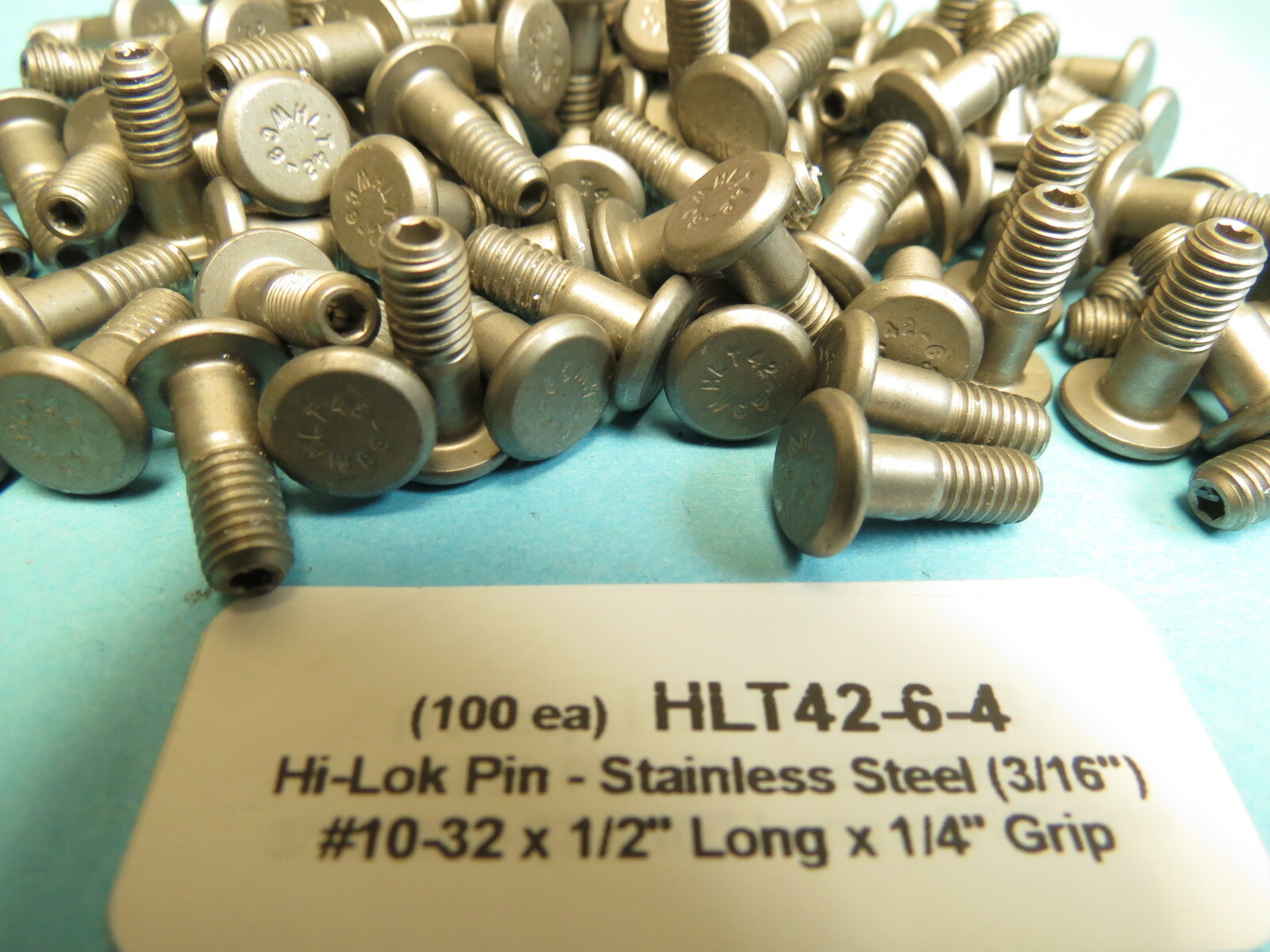 (100) Stainless Steel 3/16” #10-32 x ½” Long Hi-Lok Aerospace Pin Bolt ...