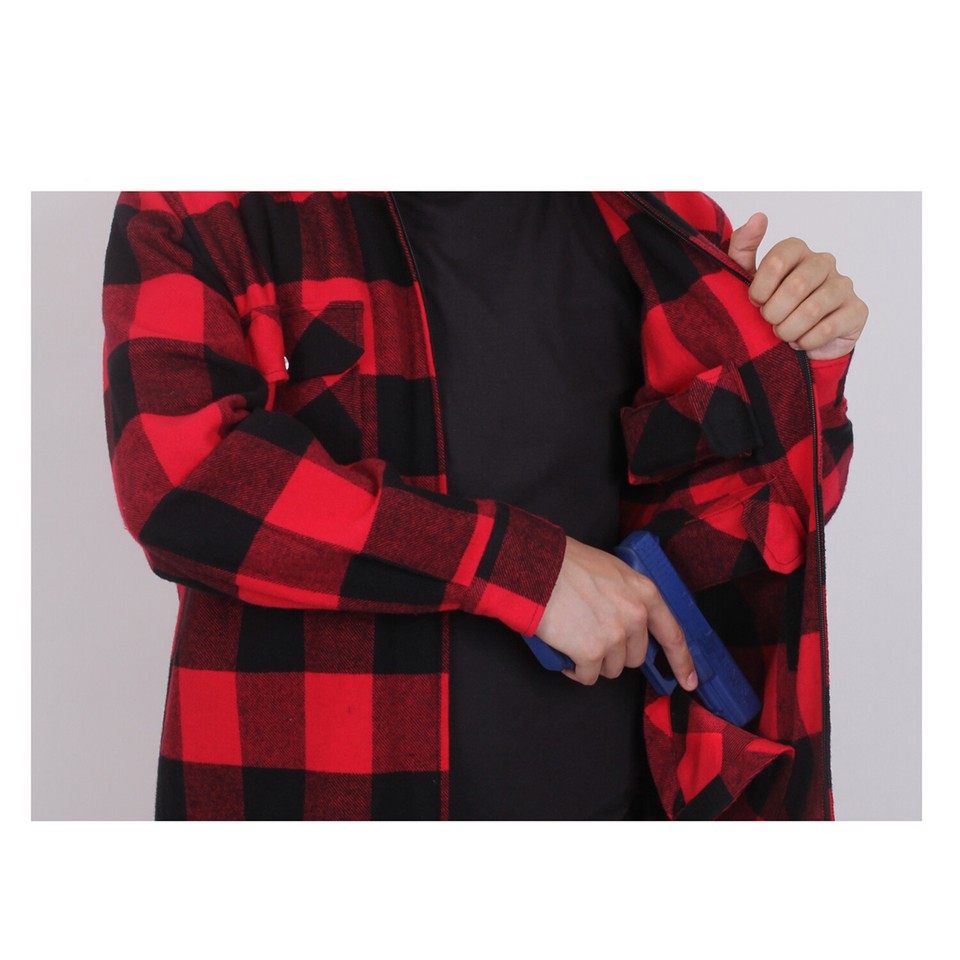 Concealed Carry Red Flannel Zip Shirt CCW Buffalo Plaid Tactical Jacket ...
