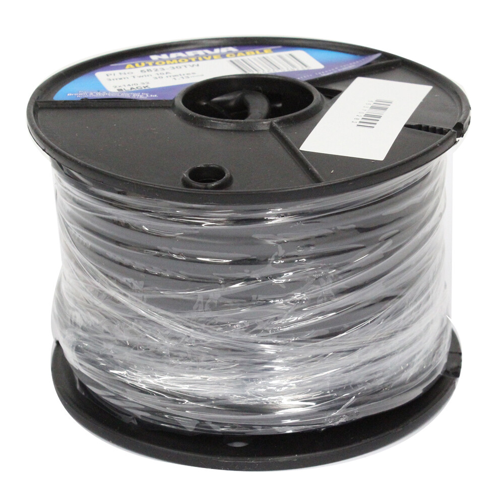 Narva Twin Core Cable Twin Sheath Red / Black 3mm 10 Amp 30 Metre Roll ...