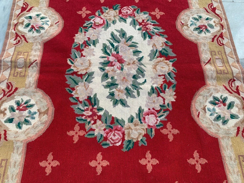 Vintage Handwoven French Aubusson Rug Needle Point Bedroom Wool Rug ...