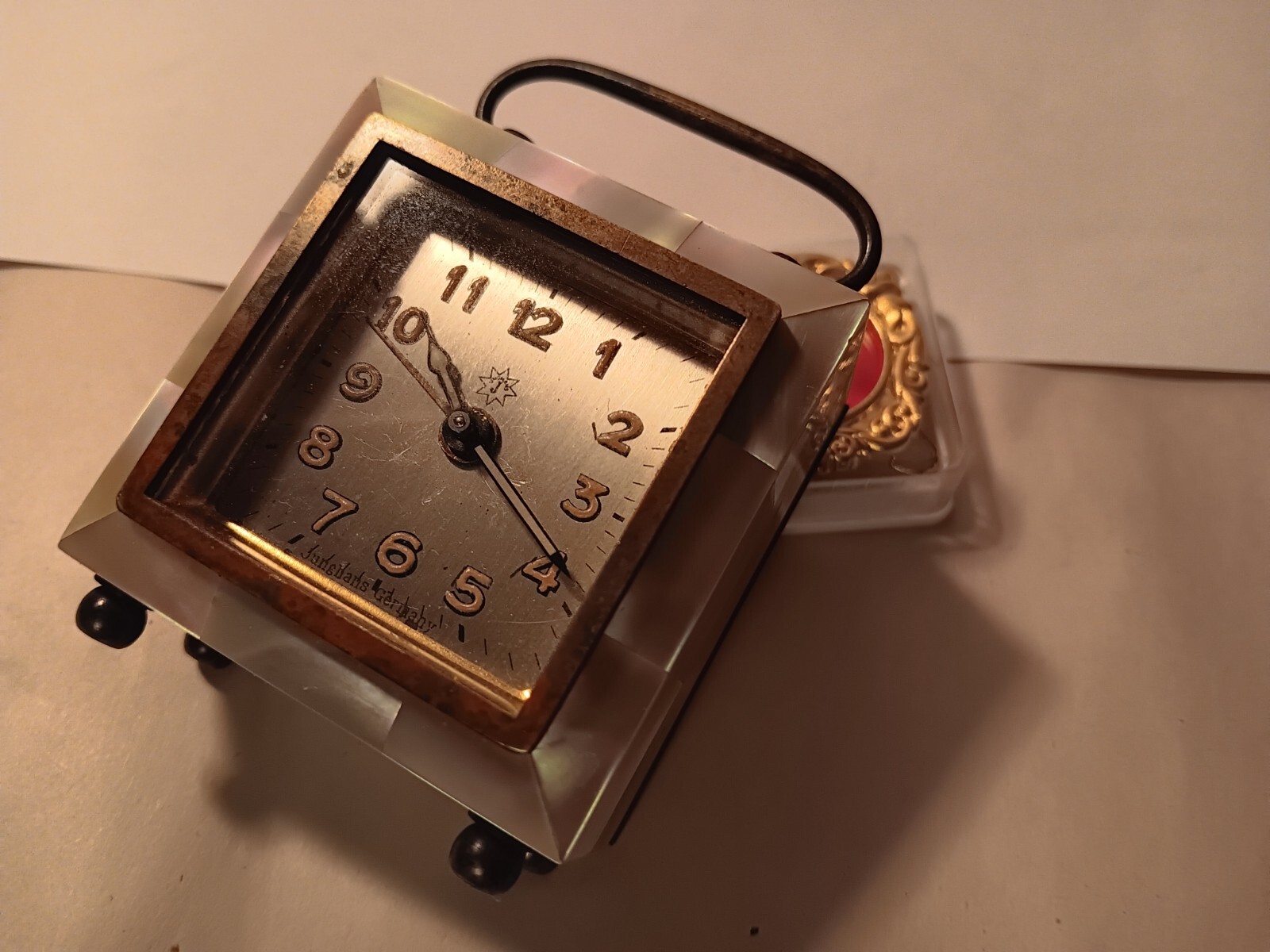 1920s MOTHER OF PEARL junghans travel alarm clock vtg art deco seashell ...