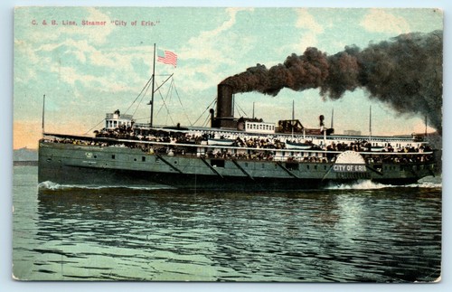POSTCARD Steamer City of Erie C & B Line Ship Boat Cleveland Buffalo ...