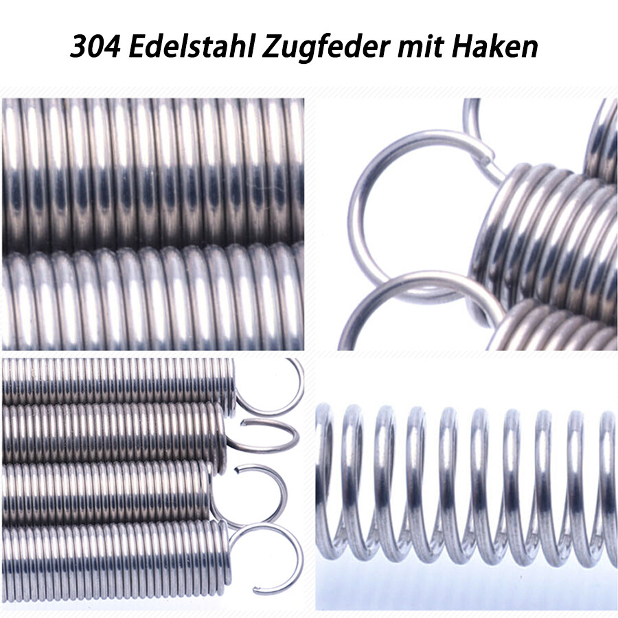 ØDrahtdurch 1.5mm Zugfeder mit Haken Zugfedern 304 Edelstahl Länge 30mm ...
