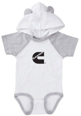 Cummins Trucks Motor Infant Baby Bodysuit with Hood and Ears White ...