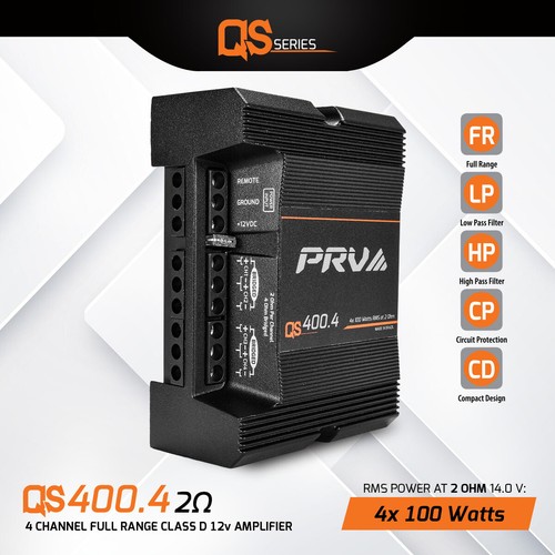 PRV Audio QS400.4 2 Ohm Mini Compact 4 Channel Car Audio Amplifier 4 x 100 Watts 810075523898 | eBay