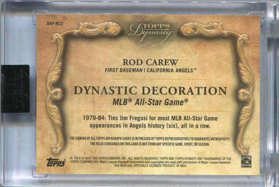 2021 Topps Dynasty Autograph Patches Silver daprc2 Rod Carew Patch Auto ...