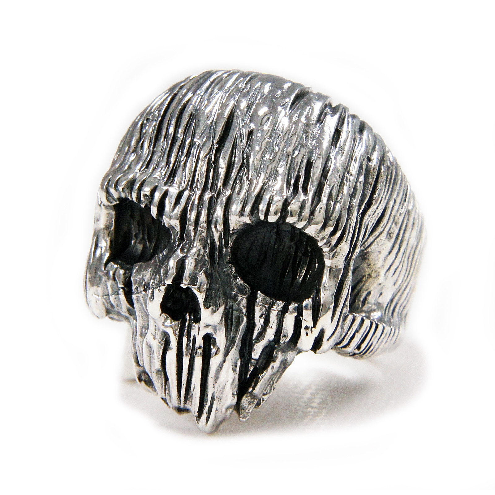 DRIFTWOOD HORROR SKULL 925 STERLING SILVER ROCKABILLY BIKER GOTHIC RING ...