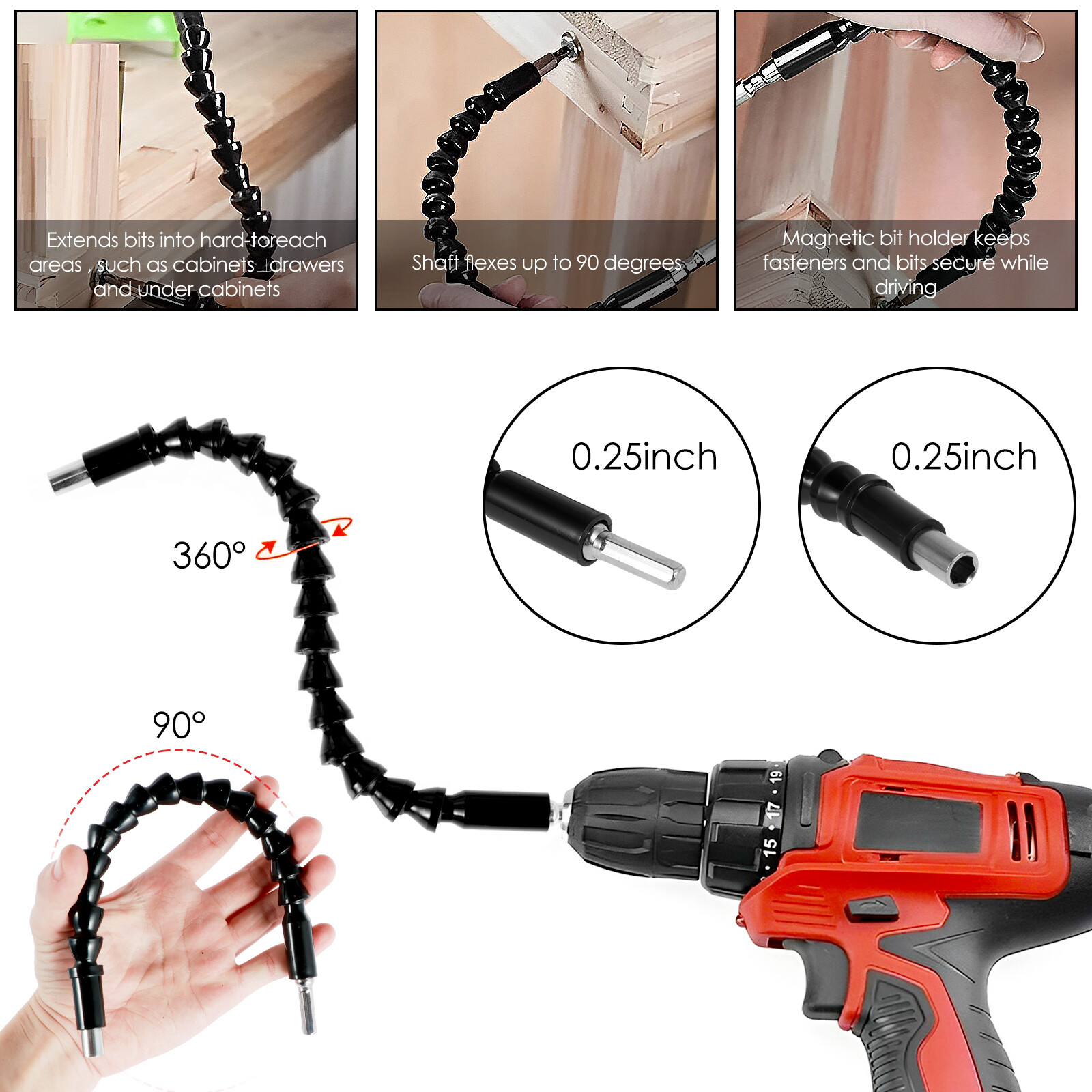 Flexible Drill Bit Extension Kit Multifunctional Flexible Super Bit Set ...