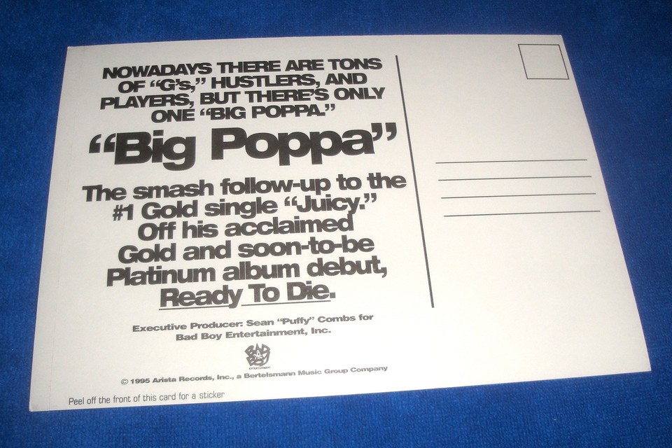 The Notorious B.I.G PROMO POSTCARD STICKER/Big Poppa Single/Ready To ...
