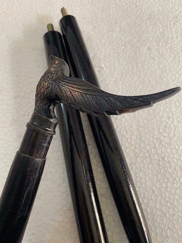 Black Wooden Inlay Walking Cane Brass Head Handle Canes Walking Stick ...