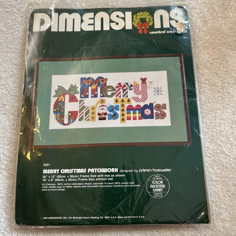 Dimensions Merry Christmas Patchwork Counted Cross Stitch Kit Opened ...