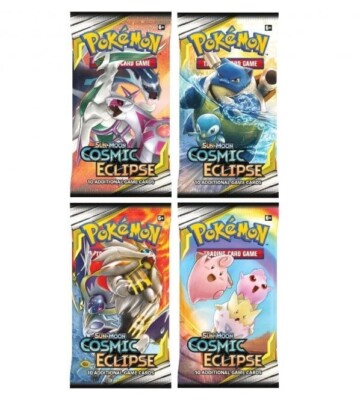 Pokemon Cosmic Eclipse Booster Pack Art Set Sun & Moon (4 packs ...