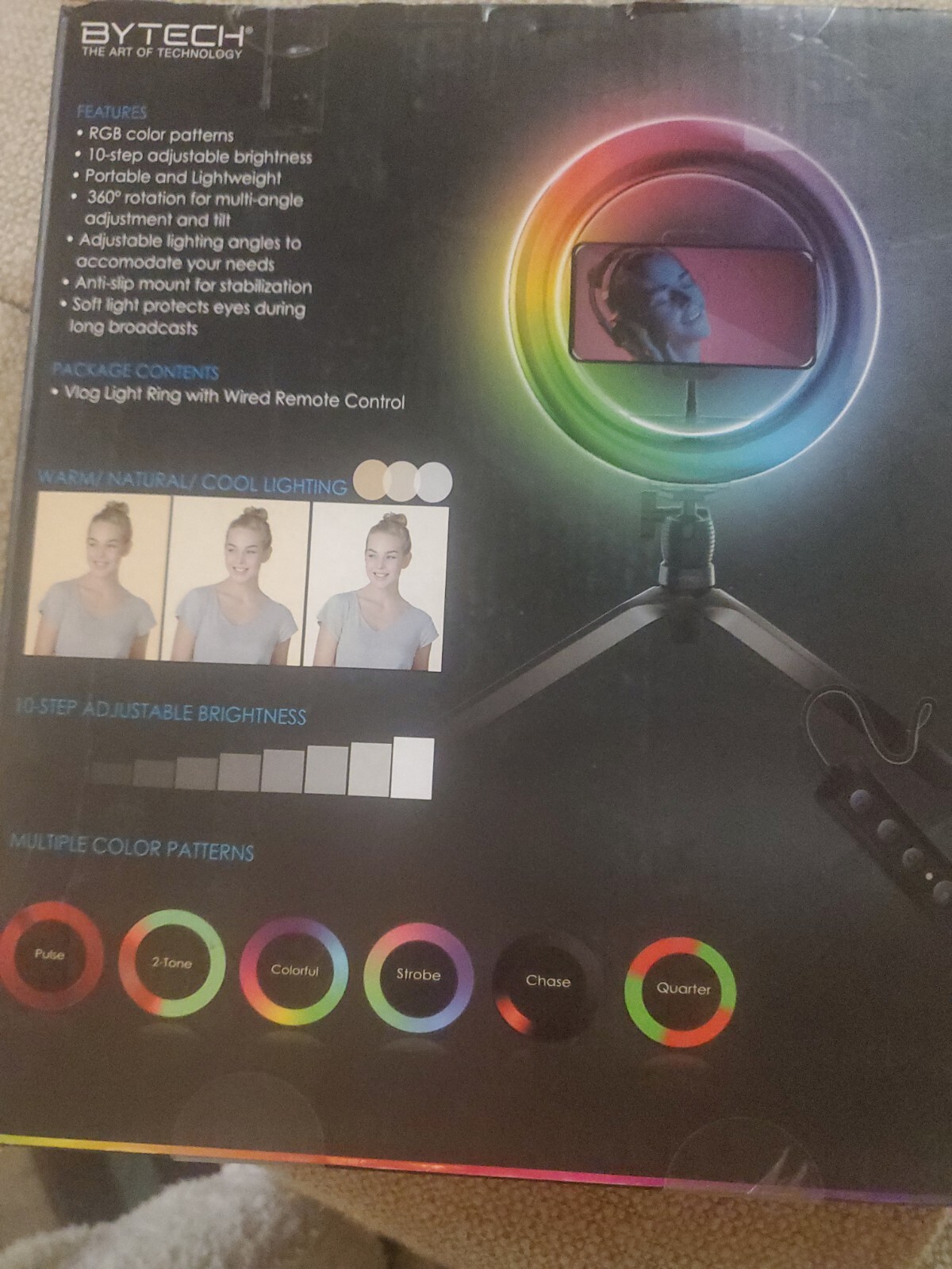 BYTECH VLOG Multicolor Ring light 3.5” 12W Universal Phone holder ...