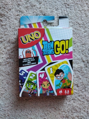 Uno Card Game Teen Titans GO! Mattel DC Super Hero Character Card Game ...
