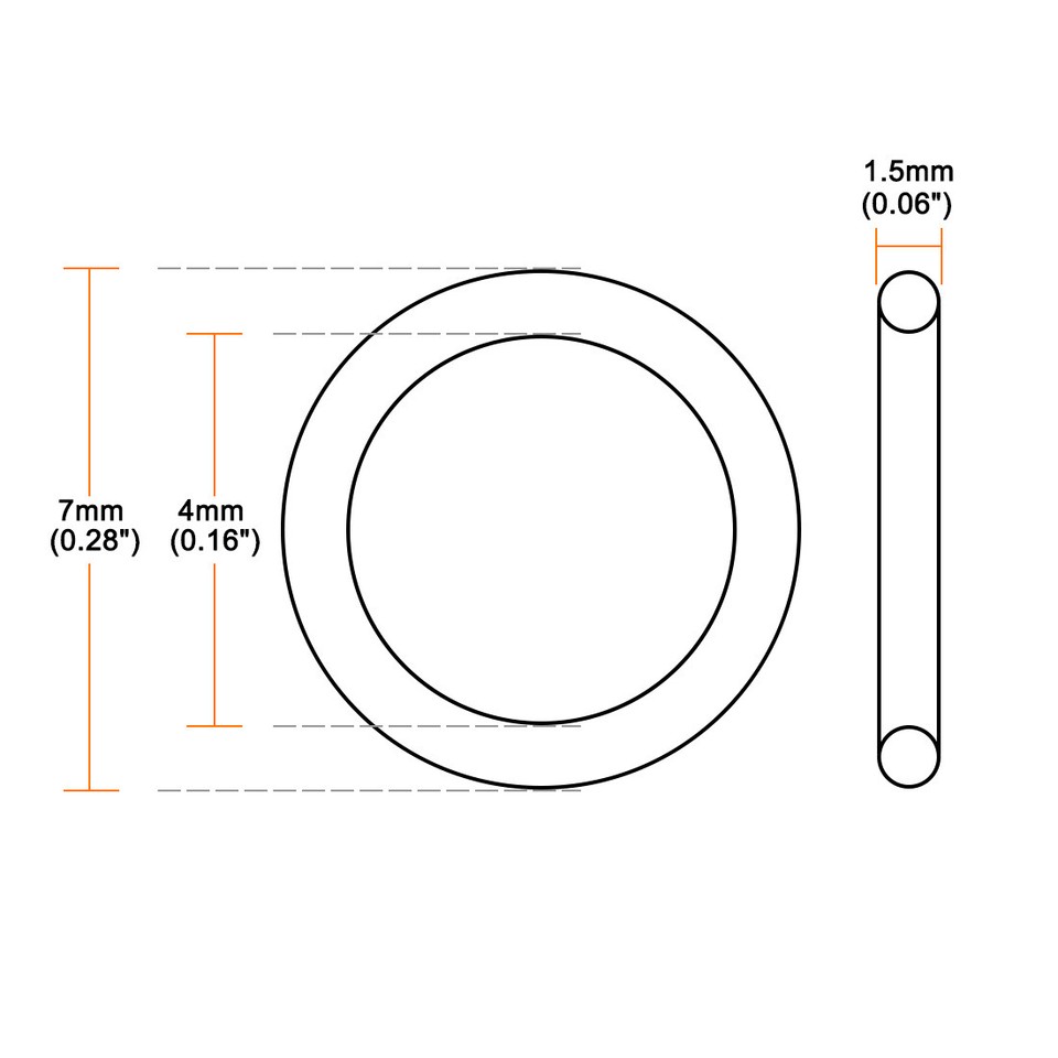 50pcs O-Rings Nitrile Rubber Seal Rings Sealing Gasket 4mm x 7mm x 1 ...
