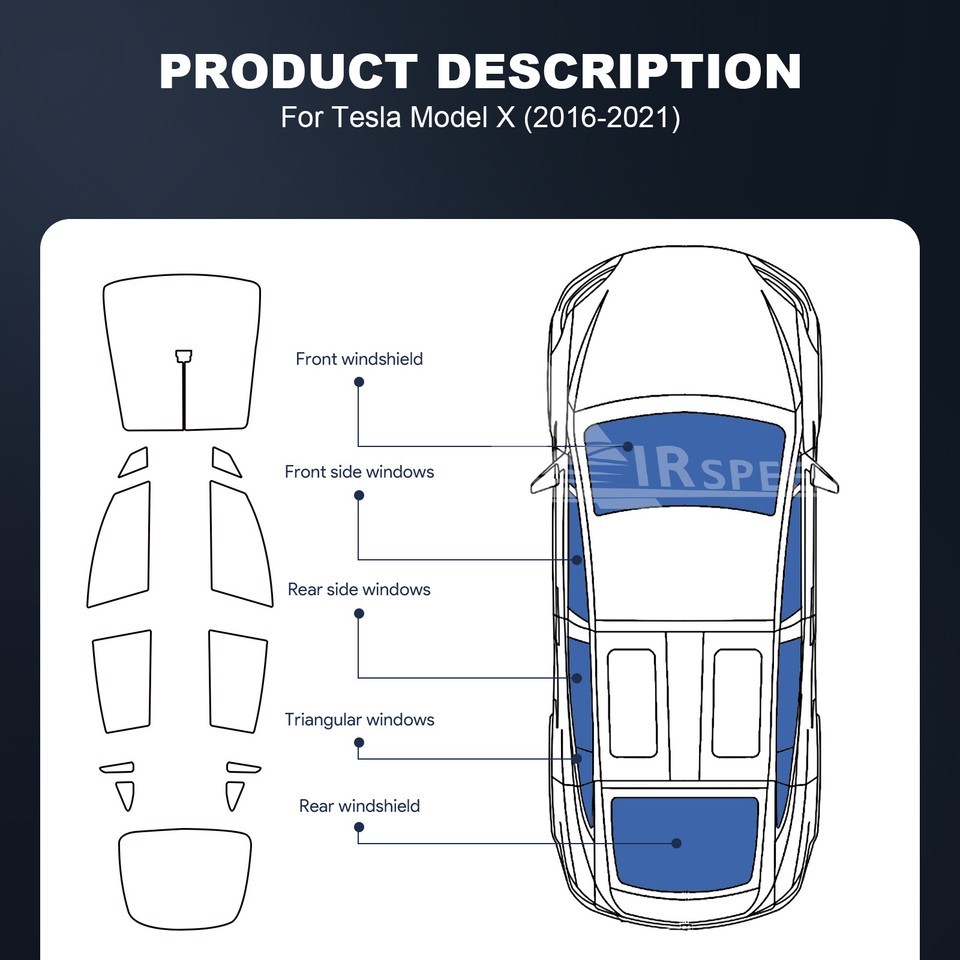 For Tesla Model X 2016-2021 Full Car Precut Nano Window Film 8% Tint ...