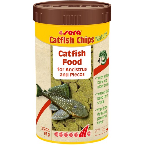 sera Catfish Chips Nature 250mL Fish Food Wafers Wood Willow Bark Alder ...