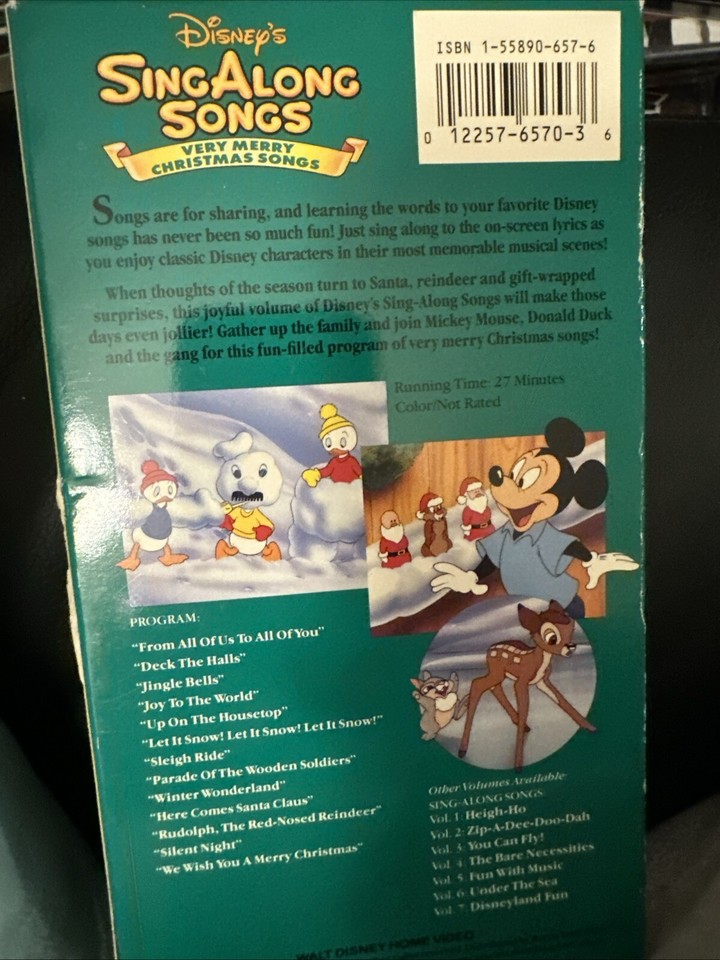 Disneys Sing Along Songs - Very Merry Christmas Songs (VHS, 1997 ...