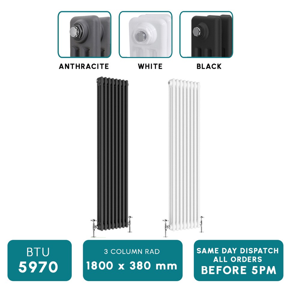 Anthracite White Black Traditional Cast Iron Style Radiator 2 3 4 ...