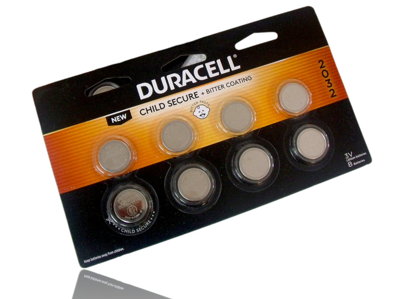 8-Pack, Duracell 3V Lithium Battery Child Safe CR 2032 ECR2032 CR2032 ...