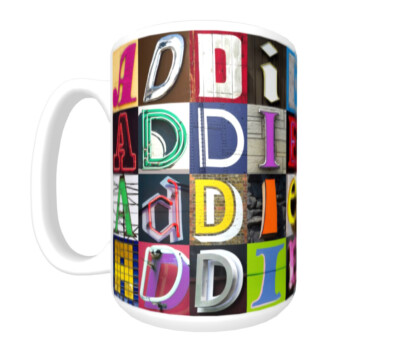 ADDIE Coffee Mug / Cup featuring the name in photos of sign letters | eBay
