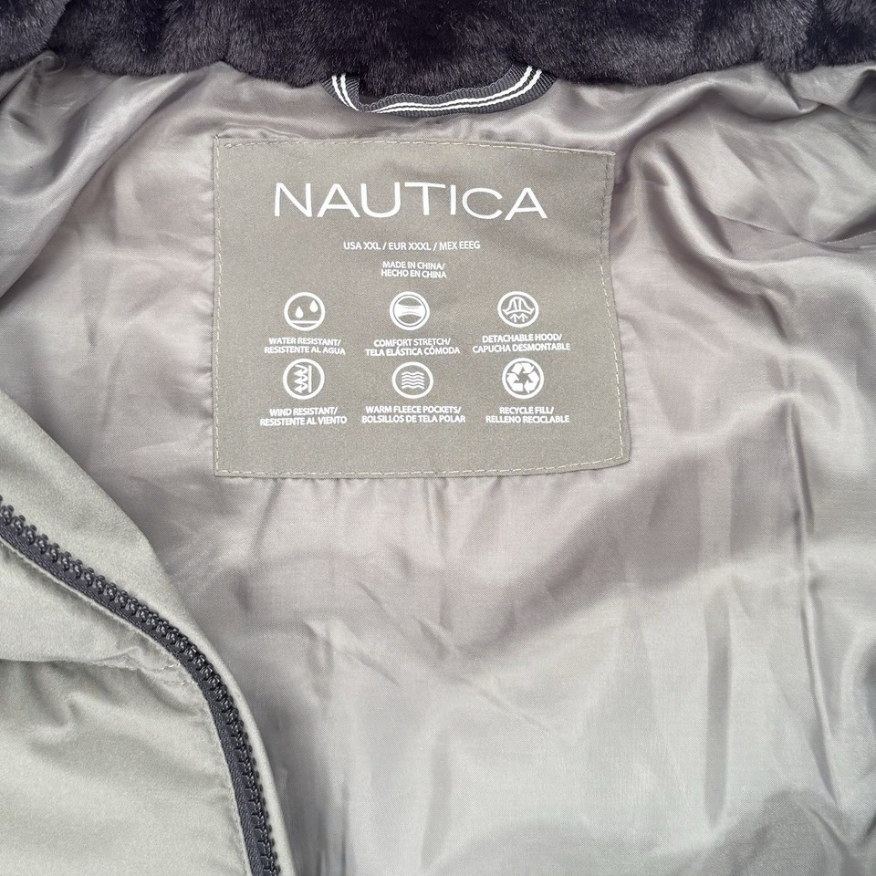 Women’s Nautica Stretch Puffer Jacket 2XL Detachable Hood Fleece ...
