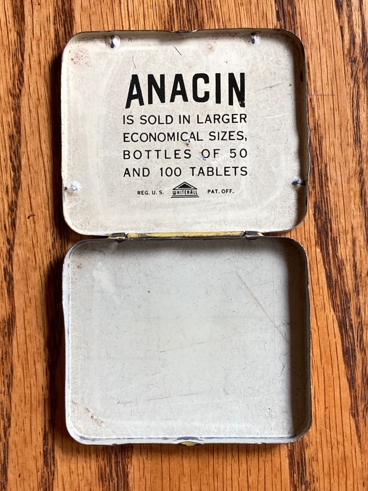 Vintage Anacin Empty Metal Tin Box Container Analgesic Tablets 30 ...
