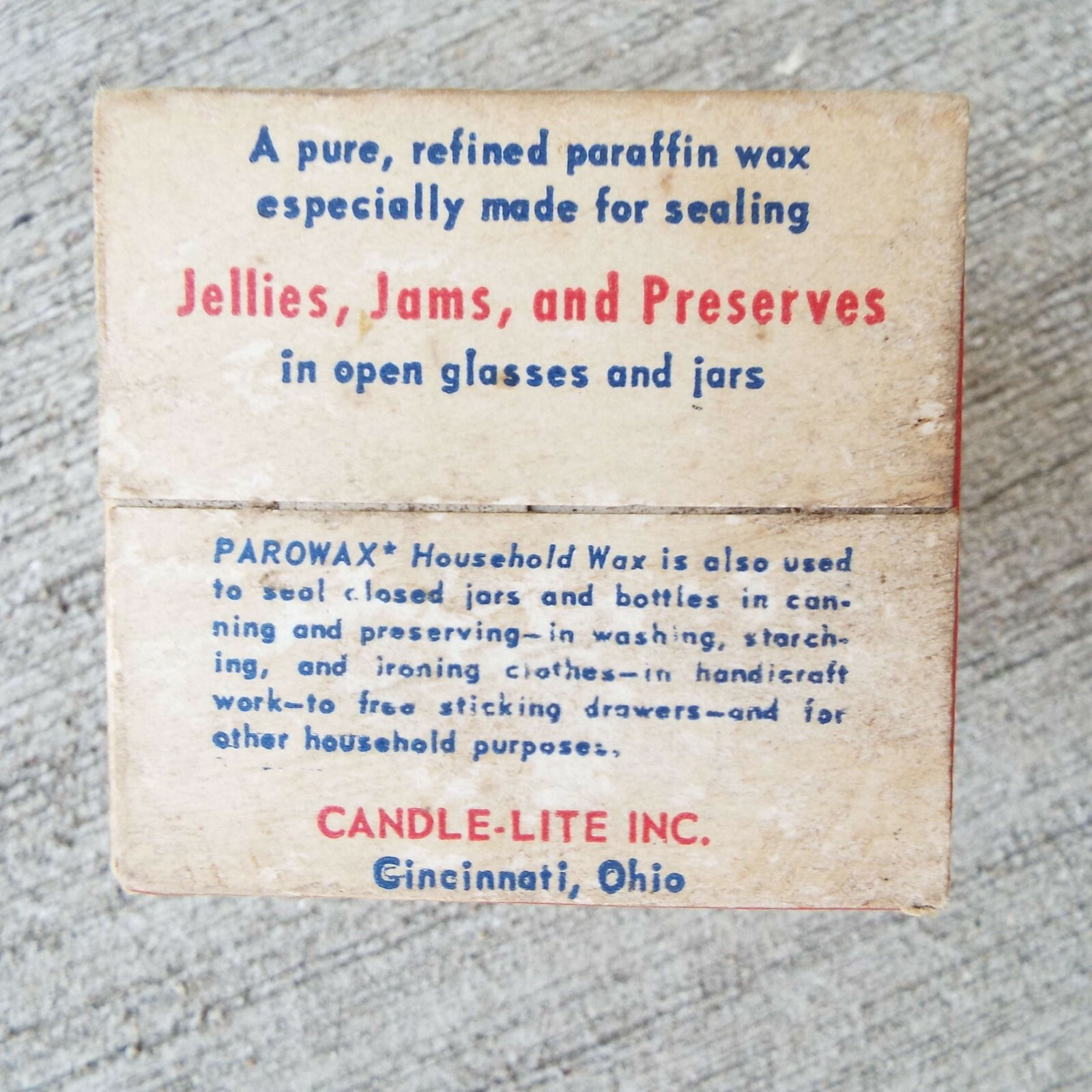 Vintage Parowax Household Paraffin Wax One Pound Candle-Lite Inc ...