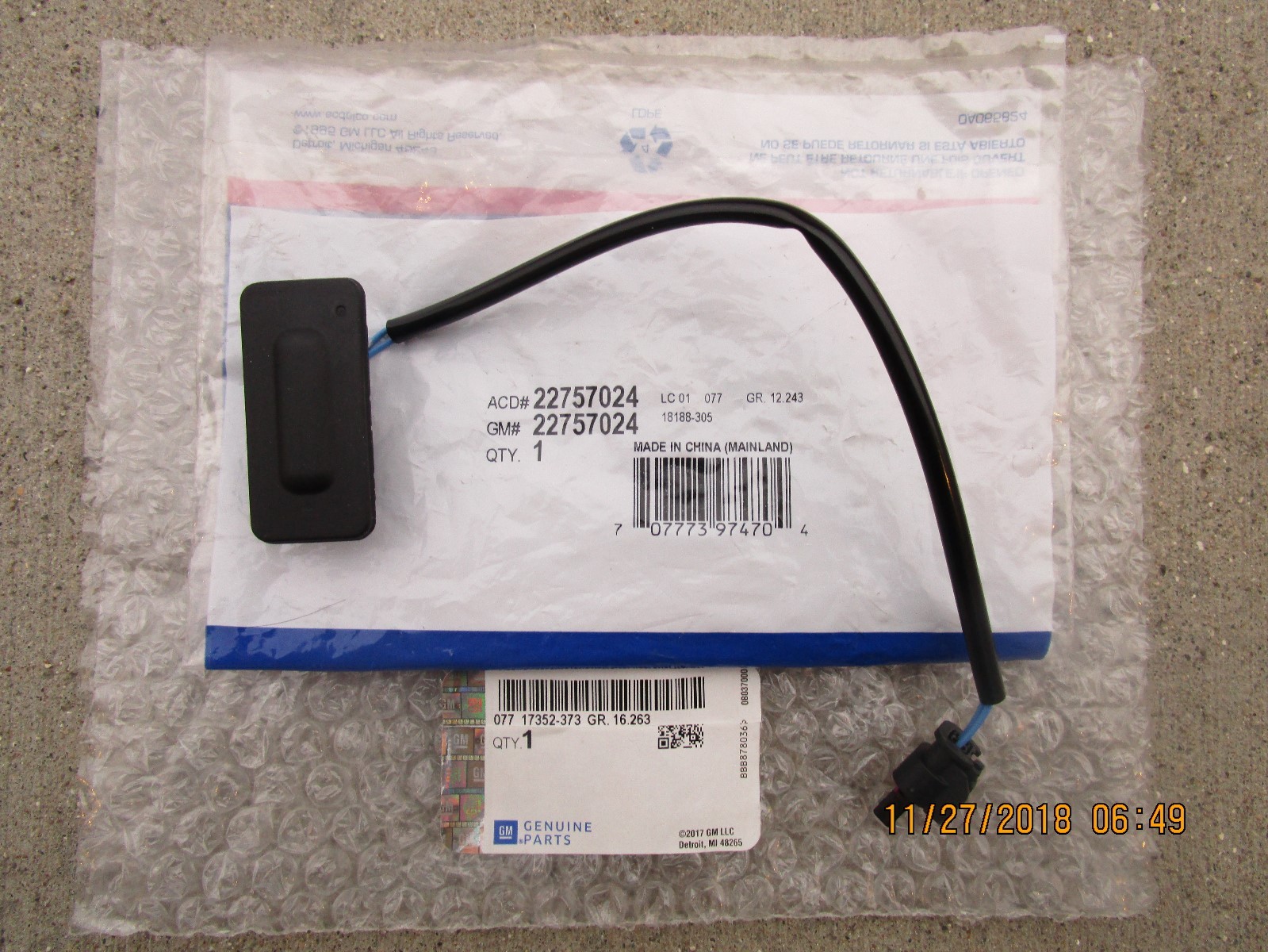 18 BUICK ENCLAVE 4D SUV TRUNK LID OPENER LIFTGATE RELEASE SWITCH OEM ...