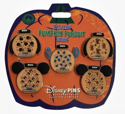 Disney Pluto’s Pumpkin Pursuit 2024 5-Pin Set Mickey Minnie Pluto Goofy ...