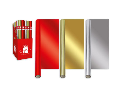Christmas Gift Wrapping Paper Roll 3 x 1.5M Rolls Metallic Red Silver ...