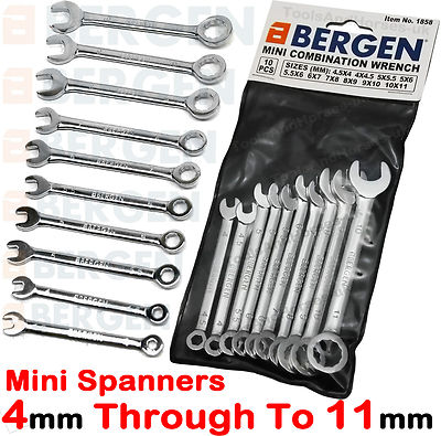 BERGEN Mini Spanners 10pc Model Makers Mini Small Combination Wrench ...