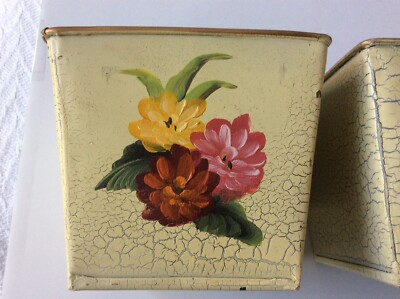 Pair of Tole Painted English Cache Pots/Decorative Metal Containers | eBay