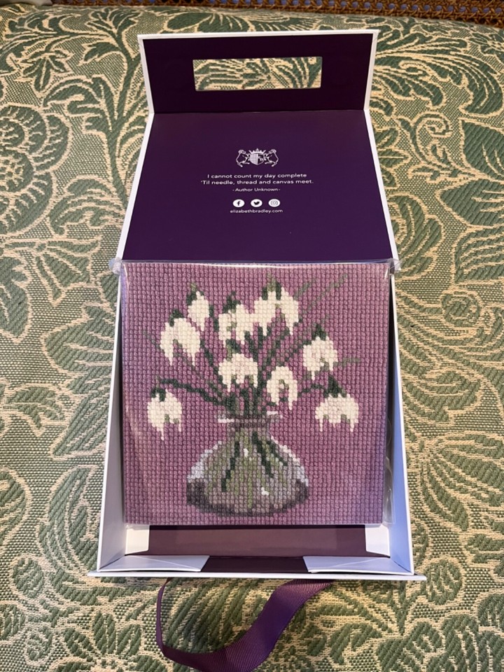 ELIZABETH BRADLEY SNOWDROPS 6"x6" 10 MESH CANVAS NEEDLEPOINT UNOPENED | eBay